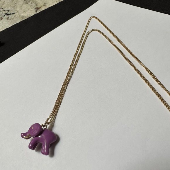 Jewelry | Super Cute Gold Tone Chain With Purple Elephant Pendant 22 14 ...